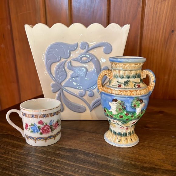 Vintage | Accents | Vintage Planter Peacock Blue Bird Vase Asian Decor ...